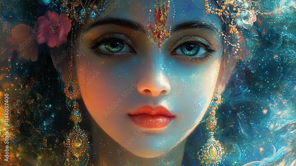 Стокова ілюстрація A stunning stock image of the divine Krishna ...