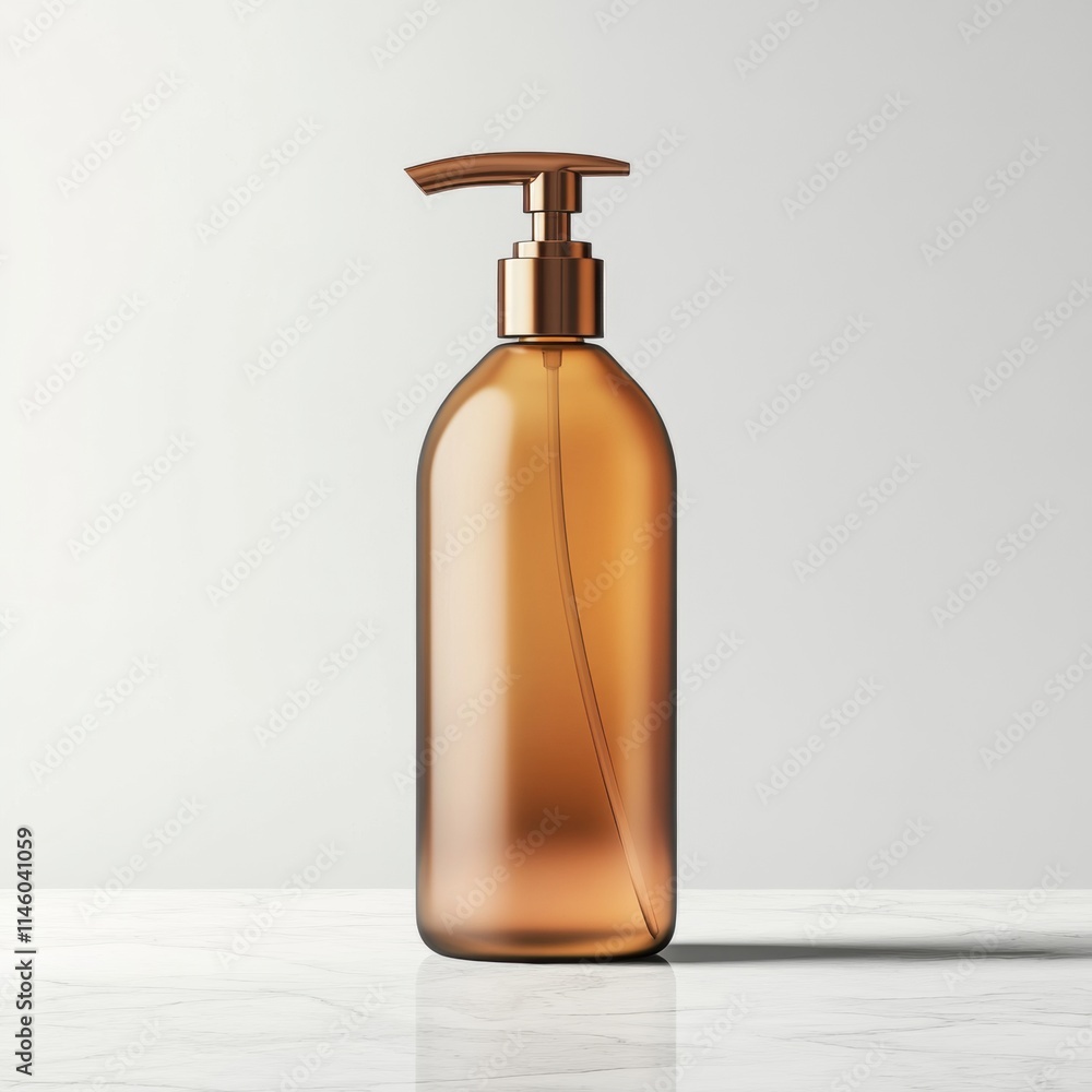 Rounded shampoo bottle design featuring a pump dispenser, transparent ...