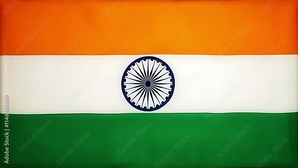 Indian Flag (Tiranga) with Ashoka Chakra – Saffron, White, Green ...
