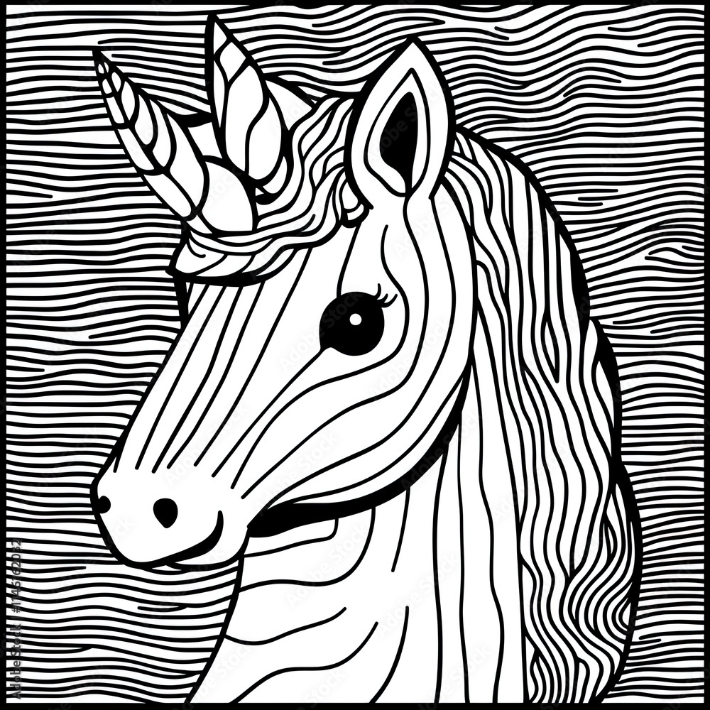Simple Zentangle Unicorn Coloring Page for Kids: Easy Printable ...