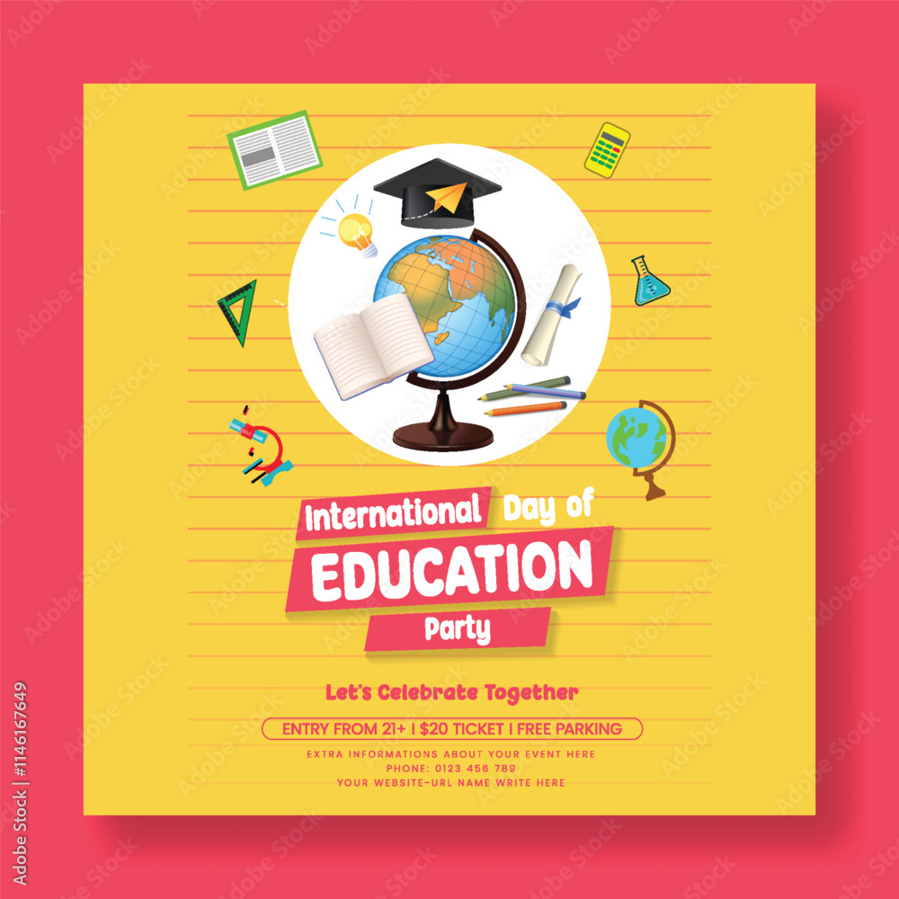 international day of education social media post template, education ...