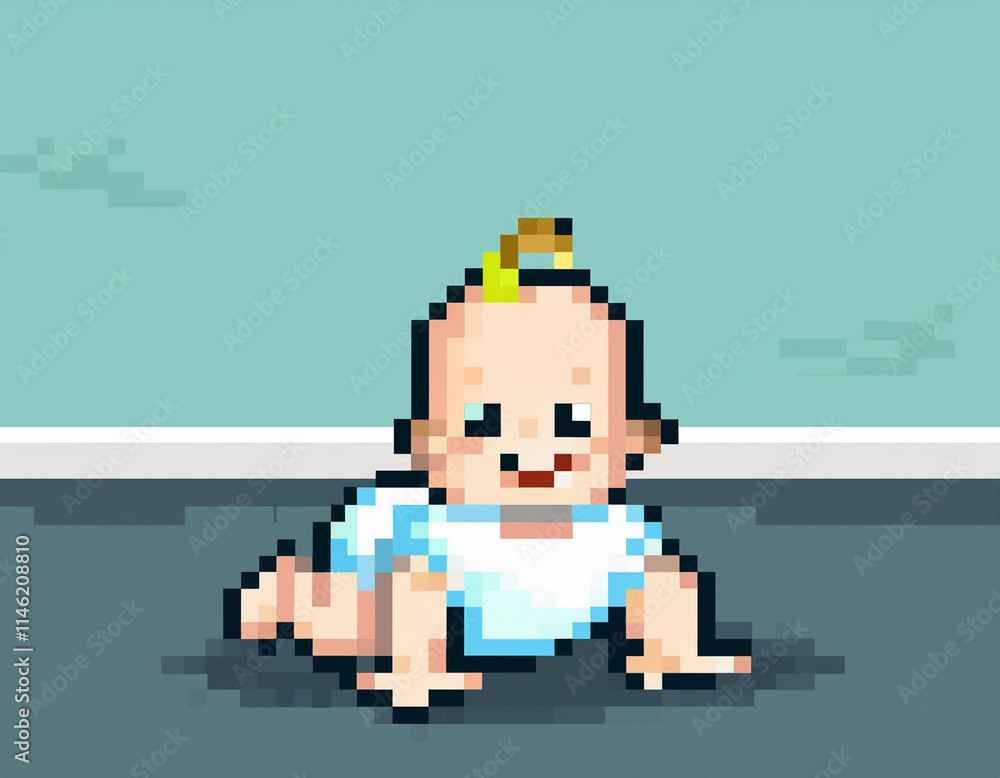 Pixel Art Pixelated Illustration Baby Crawling Stock Illustration ...