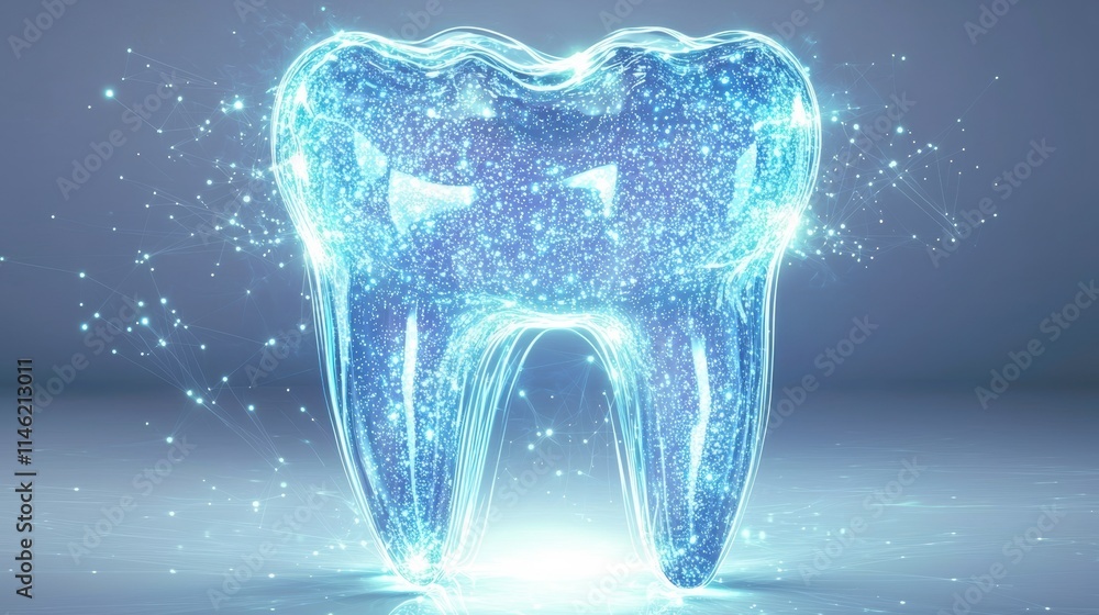 Dental care innovations sparkling tooth animation digital environment ...