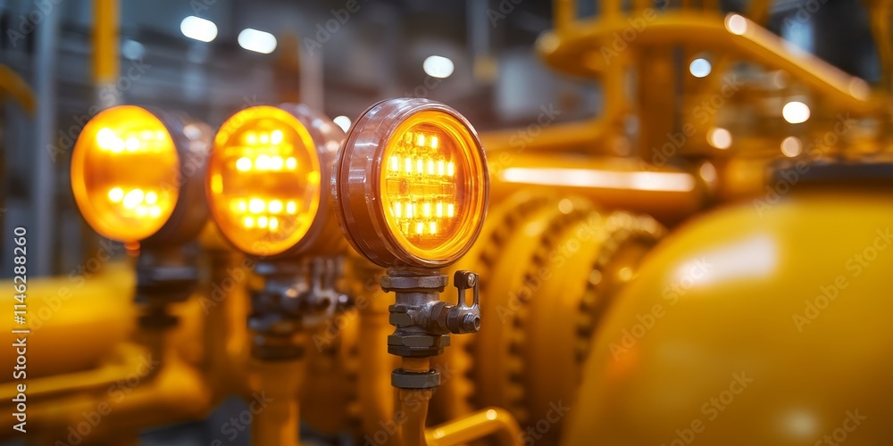 Energy industry, A yellow painted industrial gas burner along with its ...