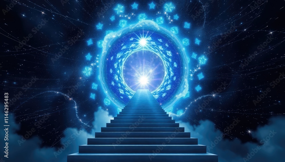 4K HD Wallpapers Celestial Staircase Ascending Into A Glowing Vortex Of ...