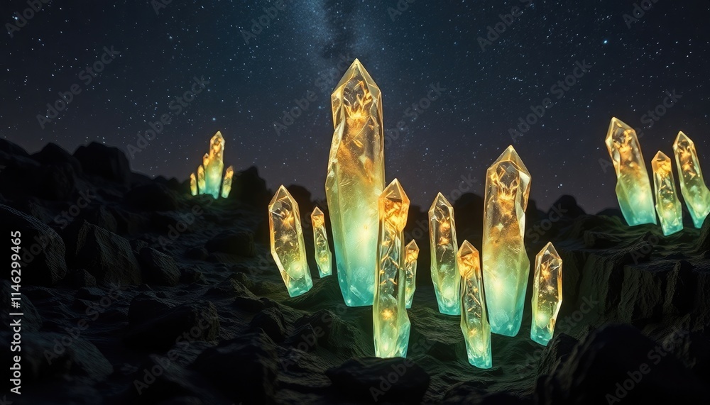 4K HD Wallpapers Glowing Crystal Formations Growing From A Dark, Rocky ...