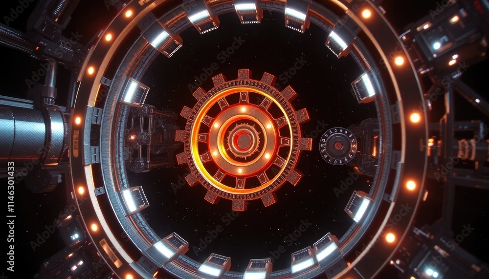 4K HD Wallpapers Massive Gears Rotating Inside A Glowing, Mechanical ...