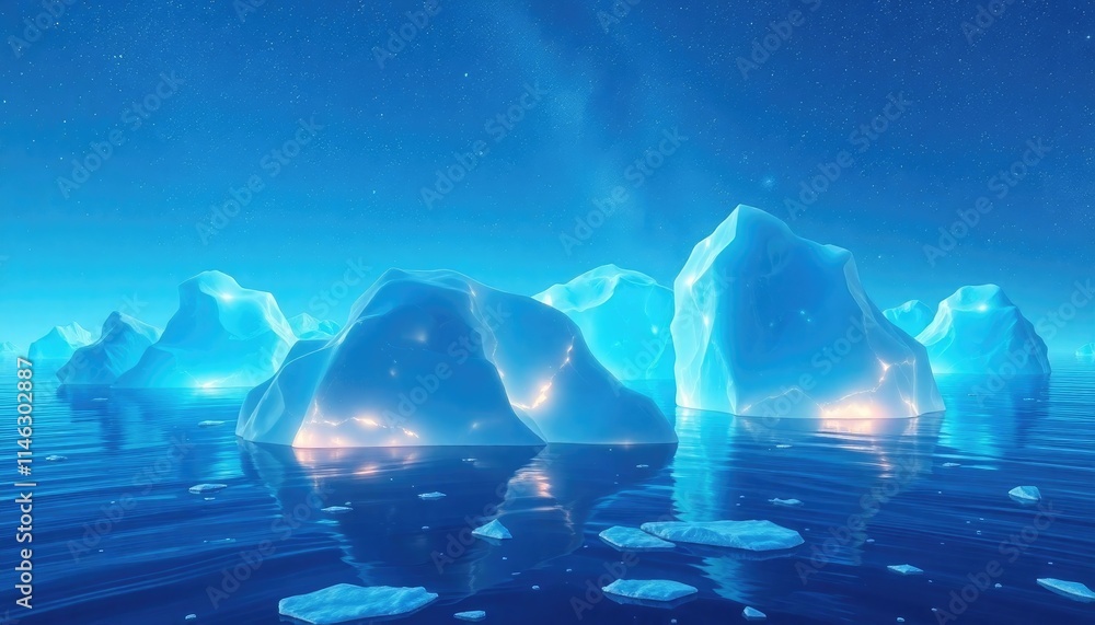4K HD Wallpapers Glowing Icebergs Floating In A Cosmic Ocean ...