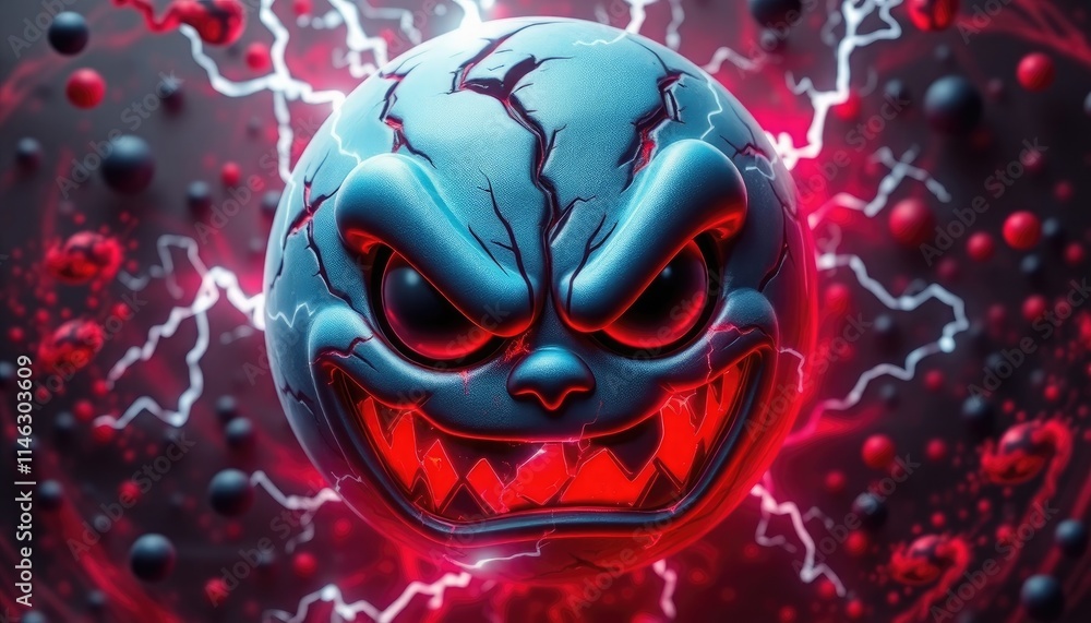 4K HD Wallpapers Angry Emoji With Electric Veins And Molten Cracks ...