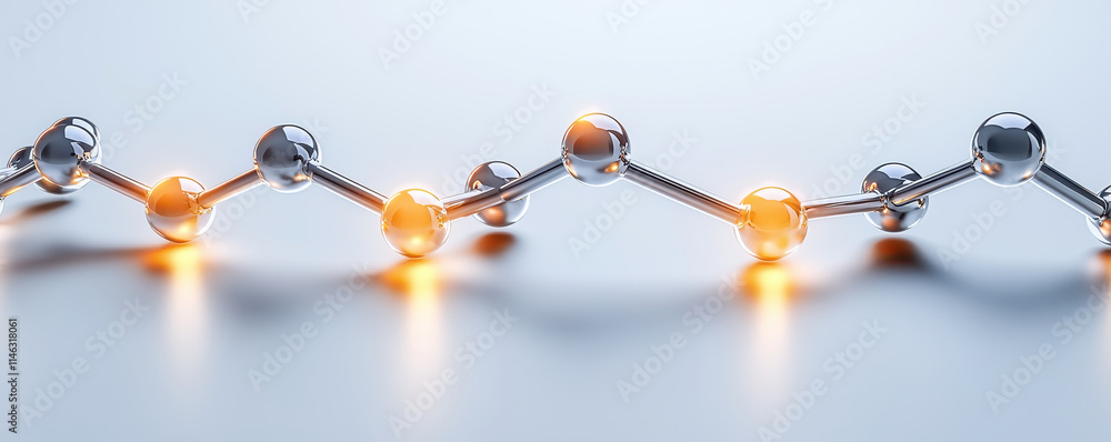 Glowing amino acid molecules form protein chain with protein structure ...
