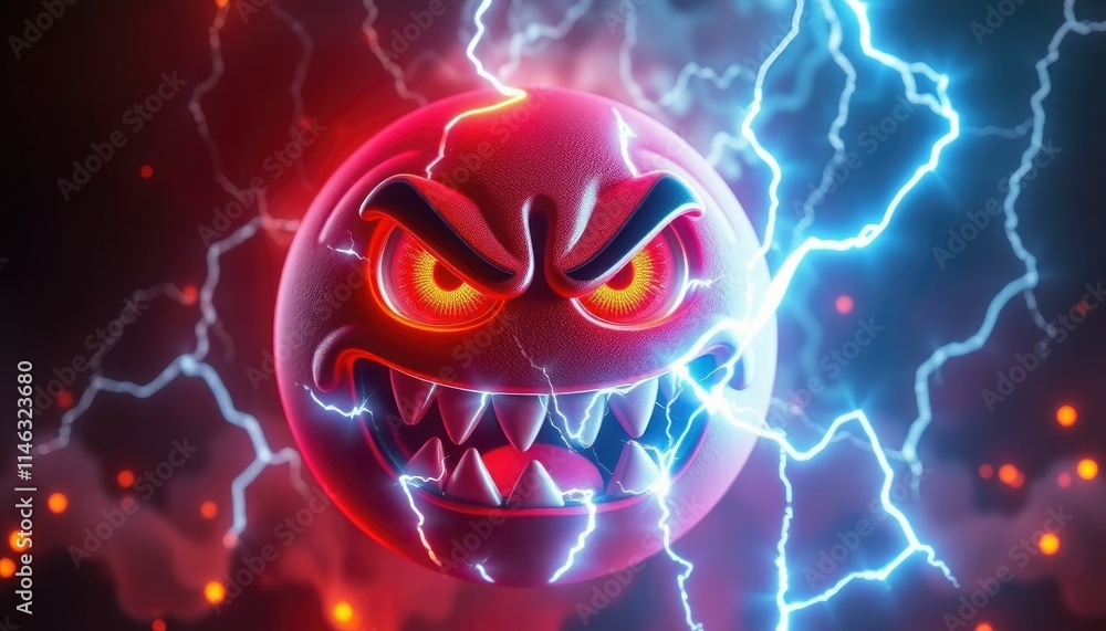 4K HD Wallpapers Angry Emoji With Intense Glowing Cracks And Lightning ...
