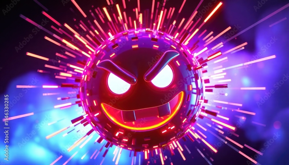 4K HD Wallpapers Angry Emoji Exploding In A Burst Of Neon Pixels, With ...