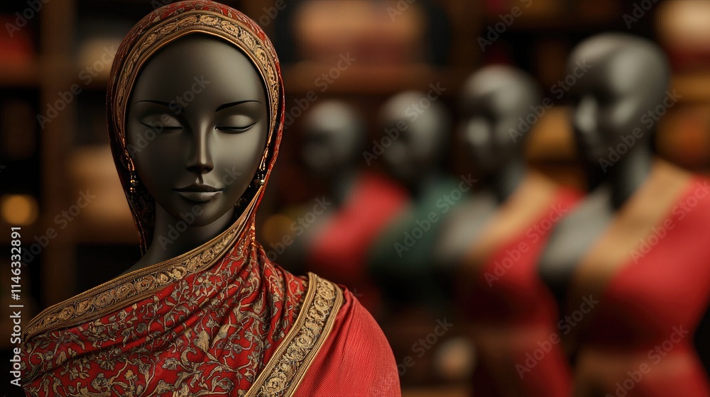 Business shop boutique concept. A stylish mannequin adorned in a ...