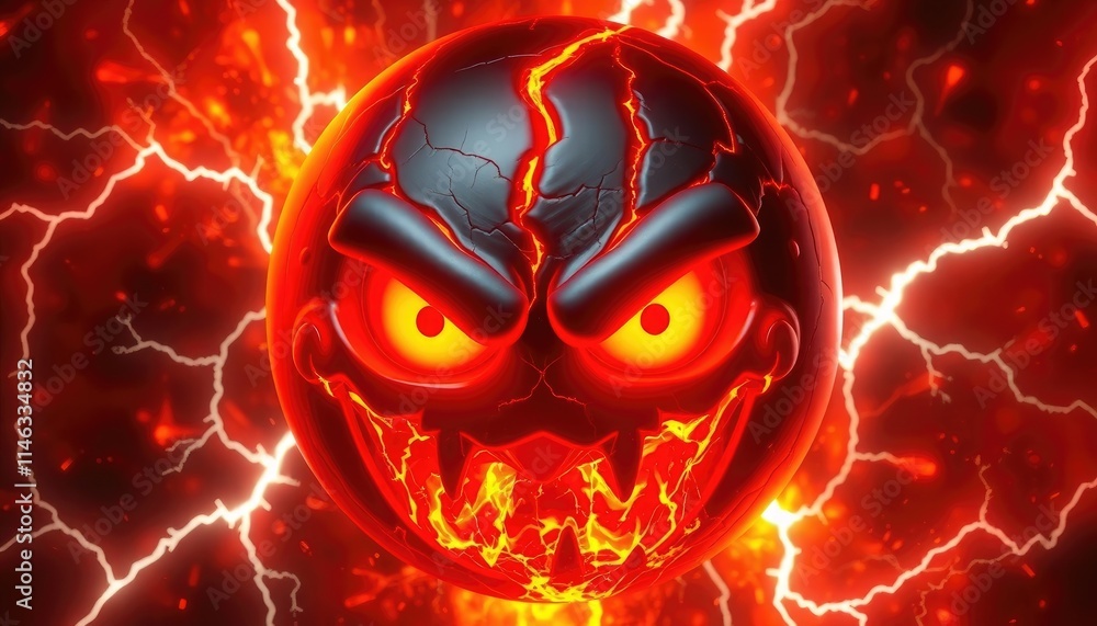 4K HD Wallpapers Angry Emoji With Glowing Fiery Cracks And Molten Veins ...
