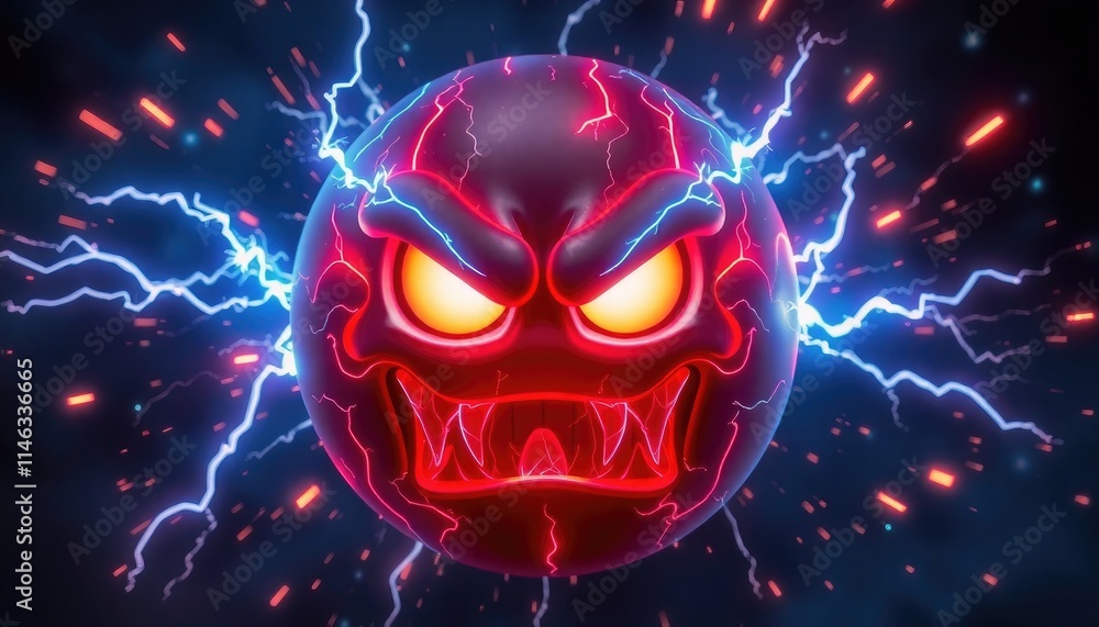 4K HD Wallpapers Angry Emoji With Glowing Blue And Red Electric Veins ...