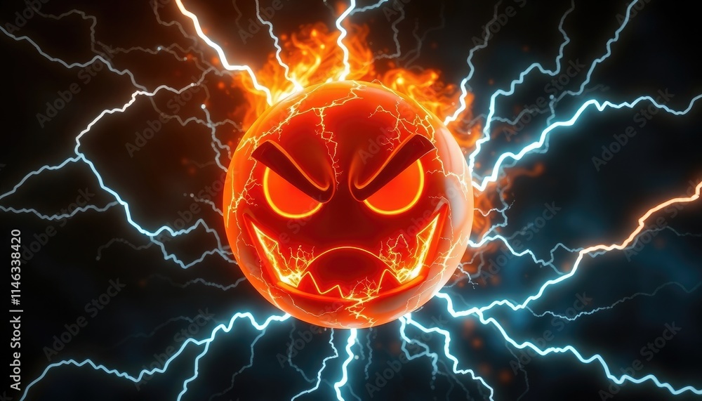 4K HD Wallpapers Angry Emoji Glowing With Fiery Cracks, Surrounded By A ...