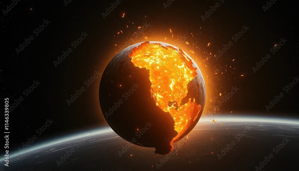 Ilustración de Stock 4K HD Wallpapers A Cracked, Glowing Planet Slowly ...