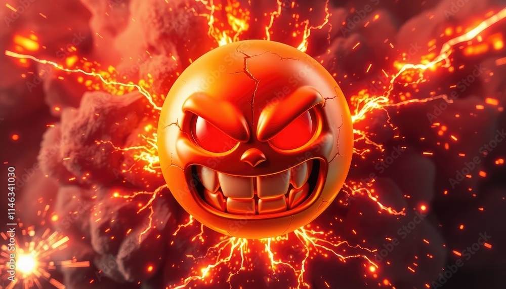 4K HD Wallpapers Angry Emoji Surrounded By Fiery Molten Cracks And A ...