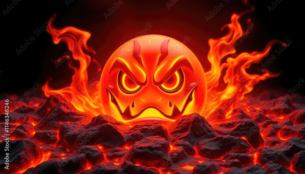 4K HD Wallpapers Angry Emoji Surrounded By Swirling Molten Lava, With ...