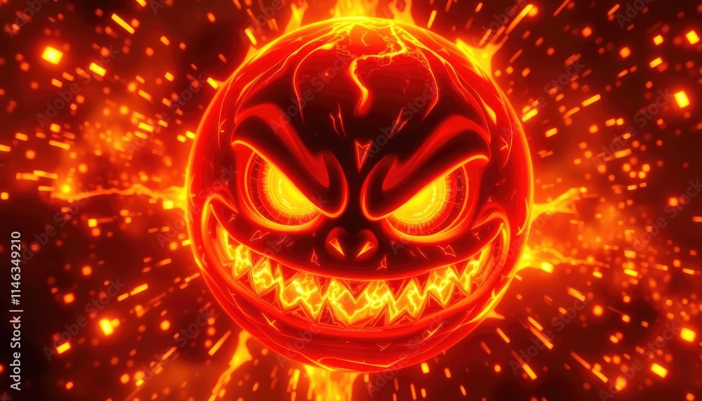 4K HD Wallpapers Angry Emoji With Glowing Molten Veins, Surrounded By A ...
