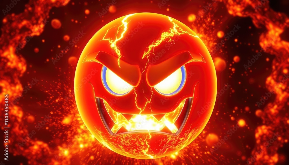 4K HD Wallpapers Angry Emoji With Glowing Molten Cracks Across Its Face ...