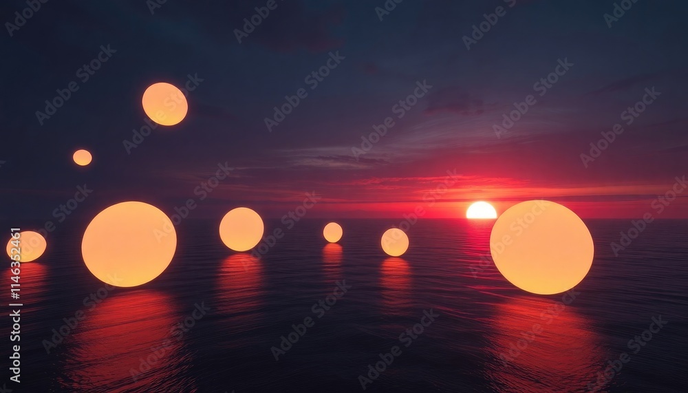 4K HD Wallpapers Glowing Spheres Floating Above A Dark Sea With A Vivid ...