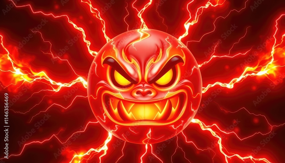 4K HD Wallpapers Angry Emoji Surrounded By Glowing Electric Veins ...
