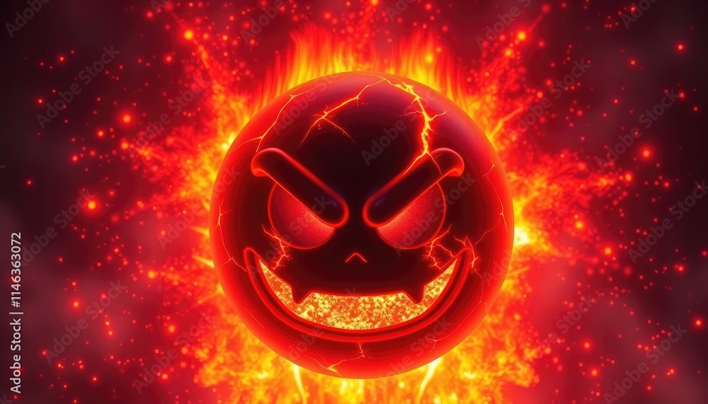 4K HD Wallpapers Angry Emoji With Glowing Fiery Cracks, Surrounded By A ...