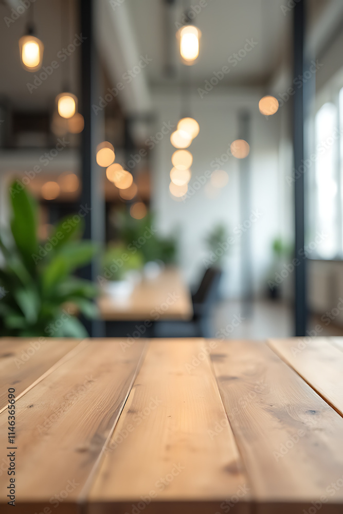 The empty wooden tabletop provides a blank canvas for creating product ...