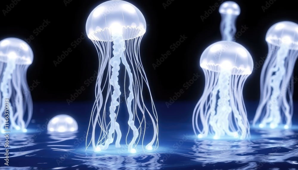 4K HD Wallpapers Luminous Jellyfish Rising From The Ocean, Illuminating ...