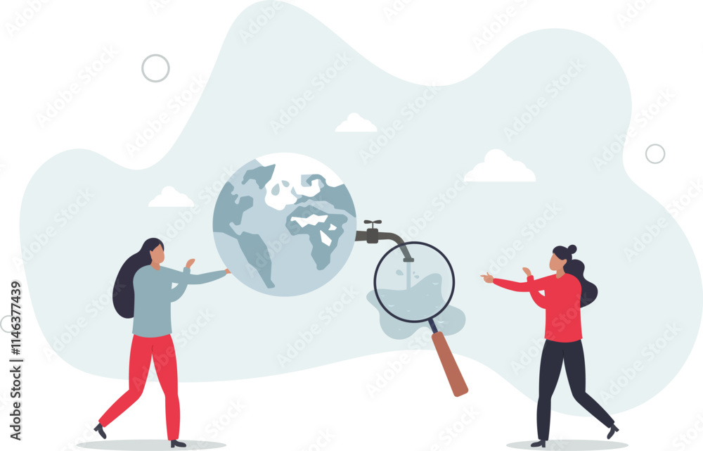 Water conservation care and saving natural H2O resources.Drinking water ...