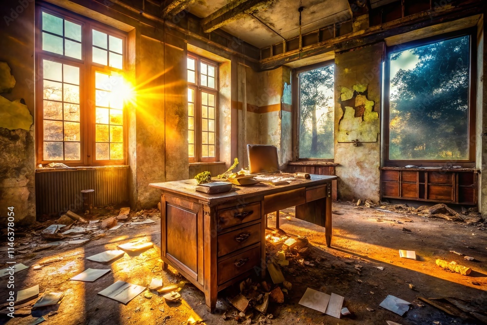 Abandoned Office Urban Exploration Photography - Decaying Desk, Eerie ...