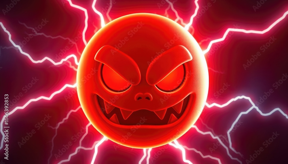 4K HD Wallpapers Angry Emoji With Fiery Red Eyes, Surrounded By A ...