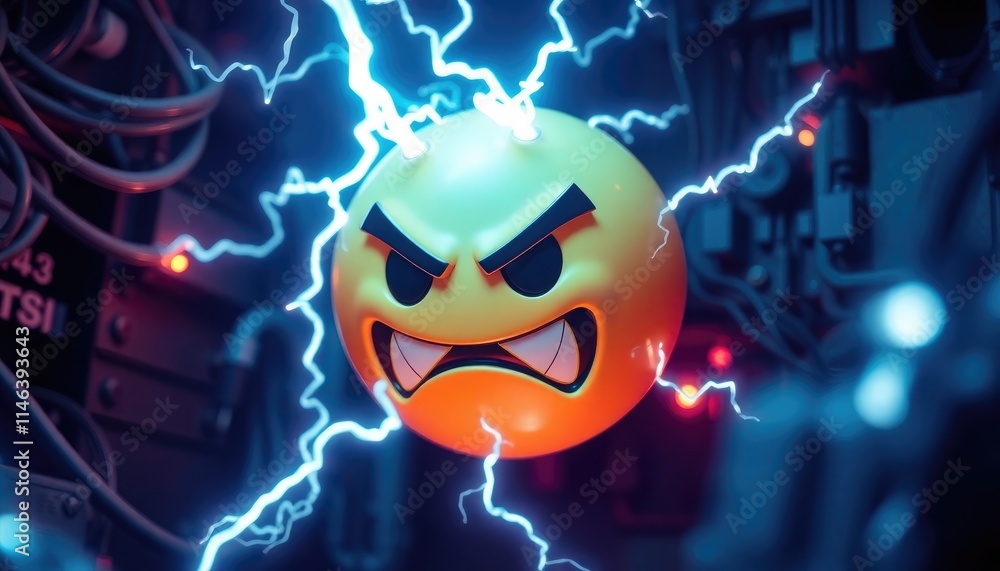 4K HD Wallpapers Angry Emoji Encased In An Electric Aura, Surrounded By ...