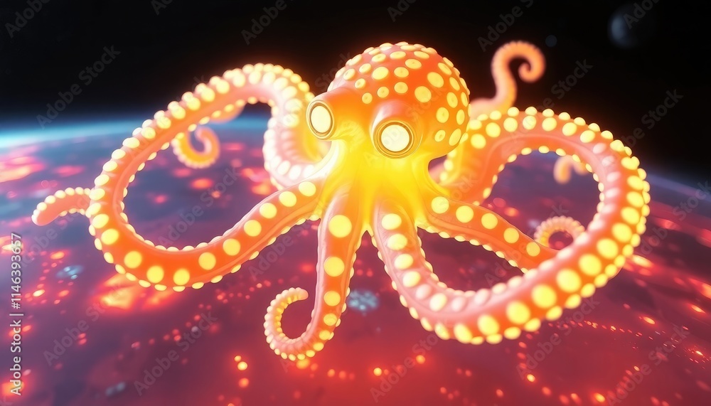 4K HD Wallpapers Glowing Stylized Octopus With Radiant Patterns ...