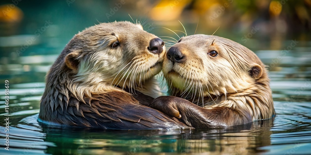 Adorable Otter Couple Hugging, Wildlife Photography, Cute Sea Otters ...