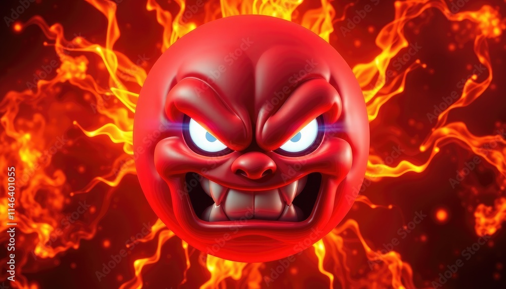 Ilustración de Stock 4K HD Wallpapers Angry Emoji Surrounded By Fiery ...