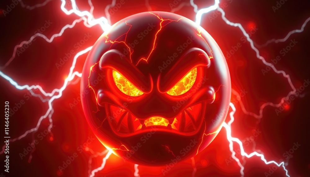 4K HD Wallpapers Angry Emoji Glowing Intensely With Fiery Molten Cracks ...
