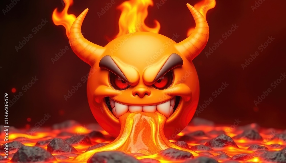 4K HD Wallpapers Angry Emoji With Fiery Horns, Surrounded By Molten ...