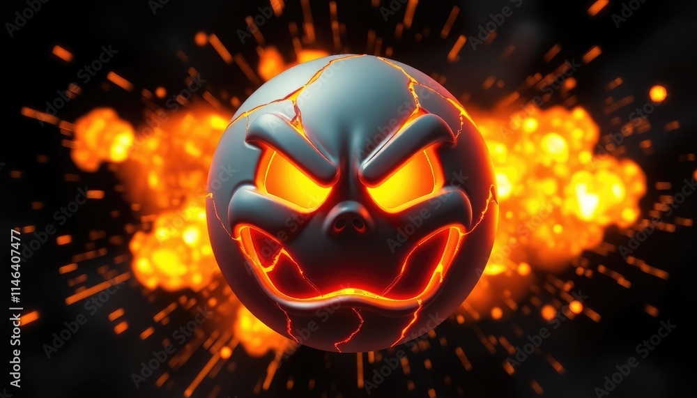 4K HD Wallpapers Angry Emoji With Glowing Molten Cracks, Surrounded By ...