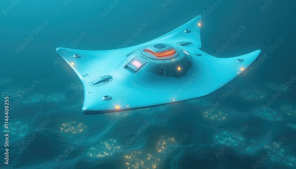 4K HD Wallpapers Futuristic, Robotic Manta Ray Gliding Over A Glowing ...
