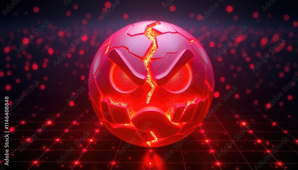 4K HD Wallpapers Angry Emoji With Molten Cracks Glowing Bright Red ...