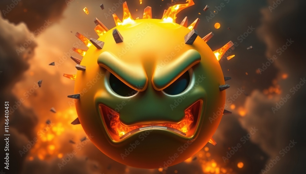 4K HD Wallpapers Angry Emoji With Digital Shards And Molten Energy ...