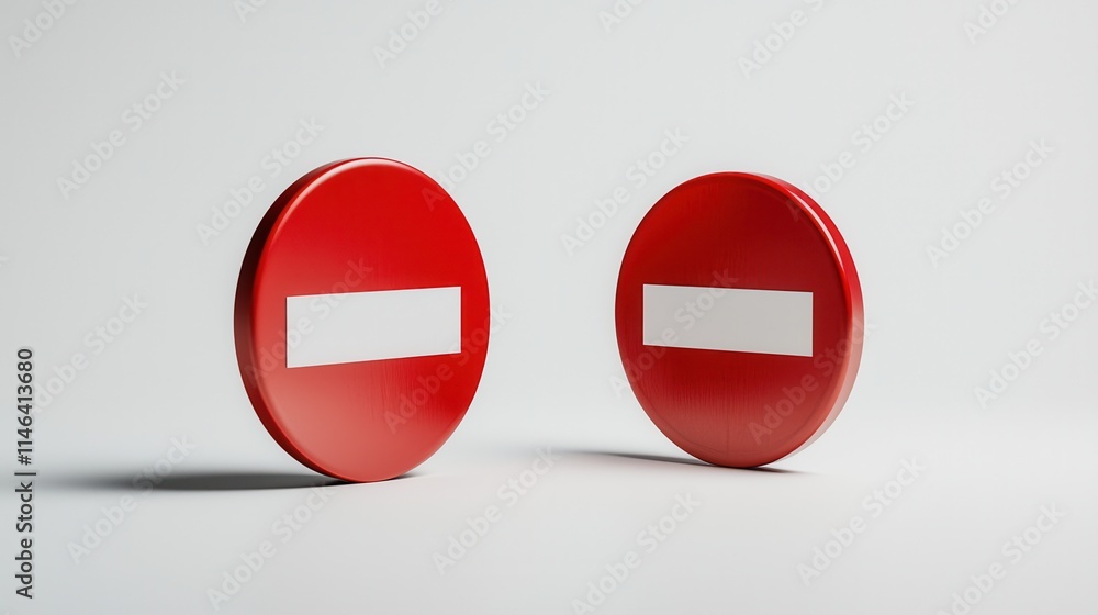 Circular red no-entry signs, symbolizing traffic restrictions imagine ...