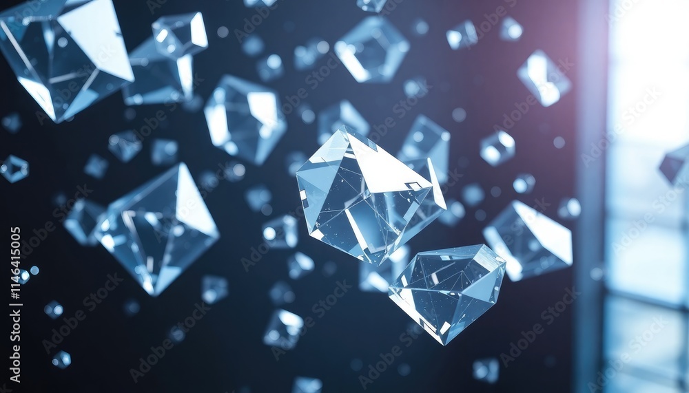 4K HD Wallpapers Fragmented Geometric Crystals Floating In Mid-Air ...