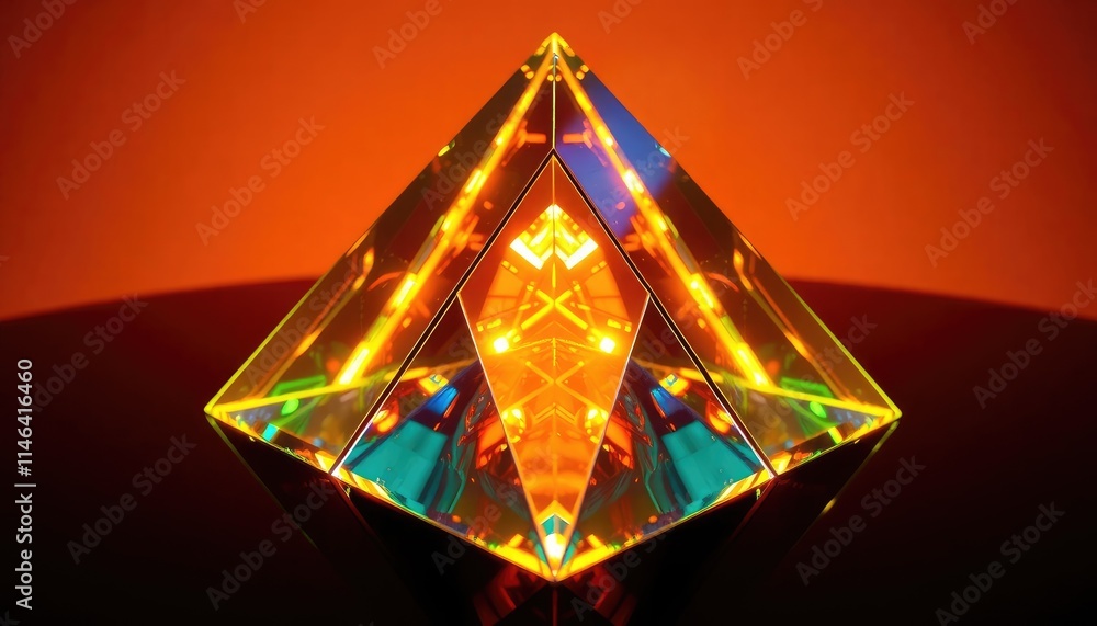 4K HD Wallpapers Geometric Pyramid Made Of Glowing Glass, Casting ...