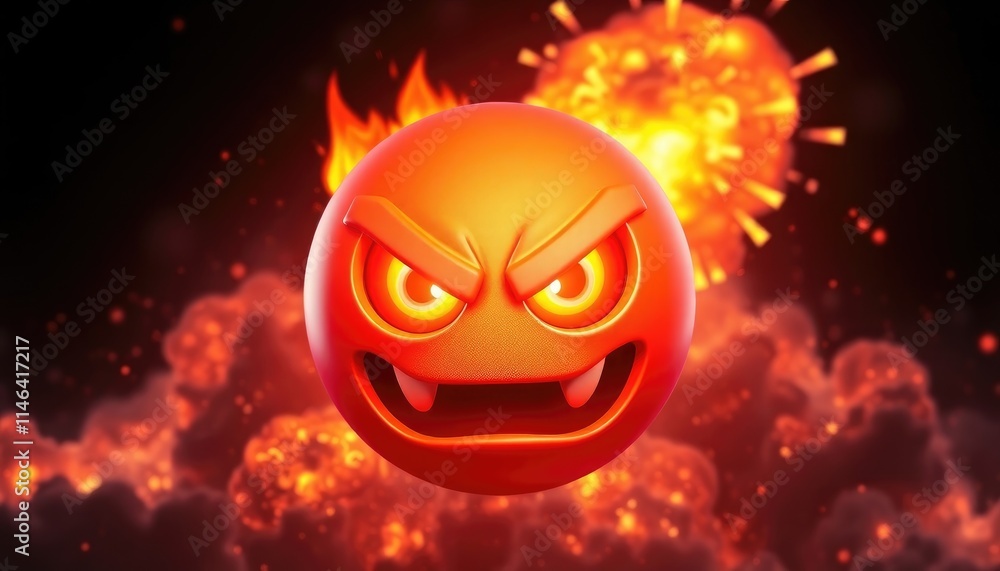 4K HD Wallpapers Angry Emoji With Fiery, Glowing Eyes, Surrounded By An ...