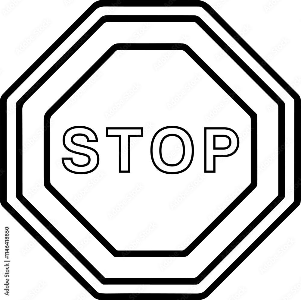 stop sign outline vector illustration line art coloring book page Stock ...