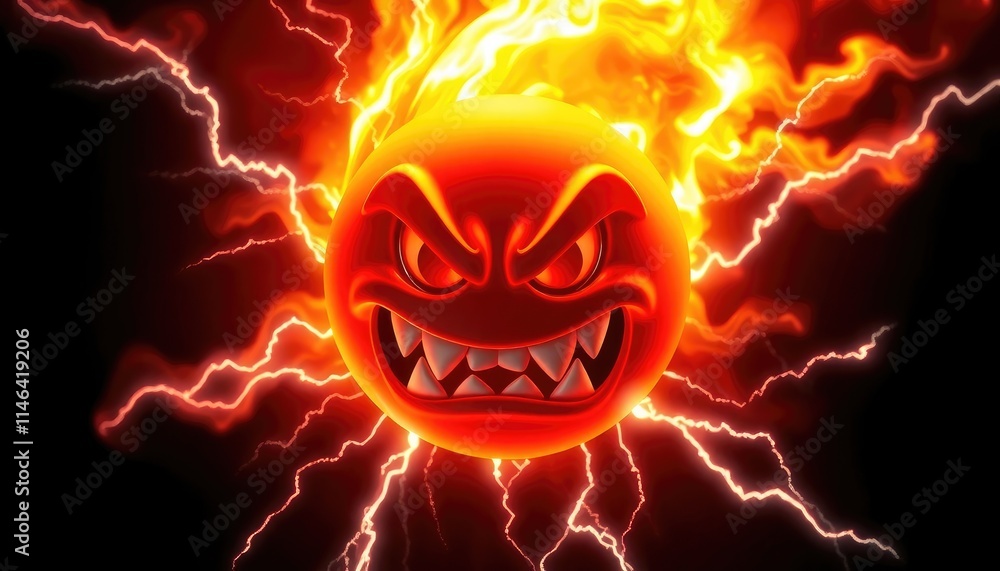 4K HD Wallpapers Angry Emoji Surrounded By Fiery Glowing Cracks And ...