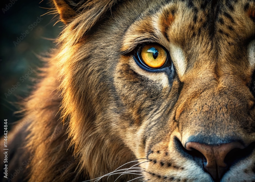 AI Generated Hyperrealistic Alpha Lion Eye, Ultra Instinct, Close-Up ...